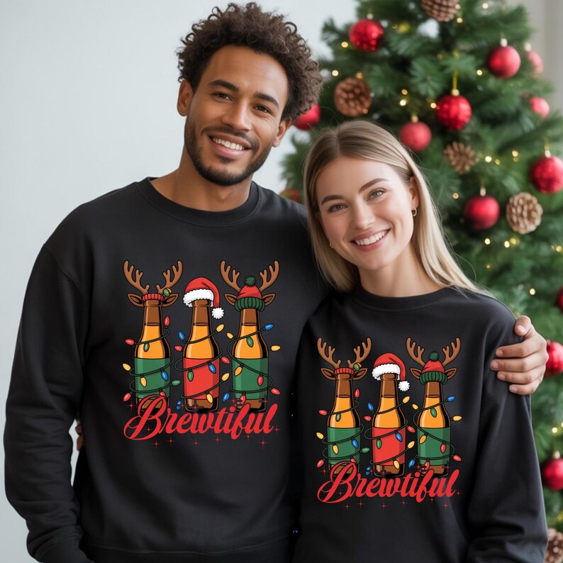 Brewtiful Beer Christmas DTF Transfer, Reindeer Print, Iron On - Etsy