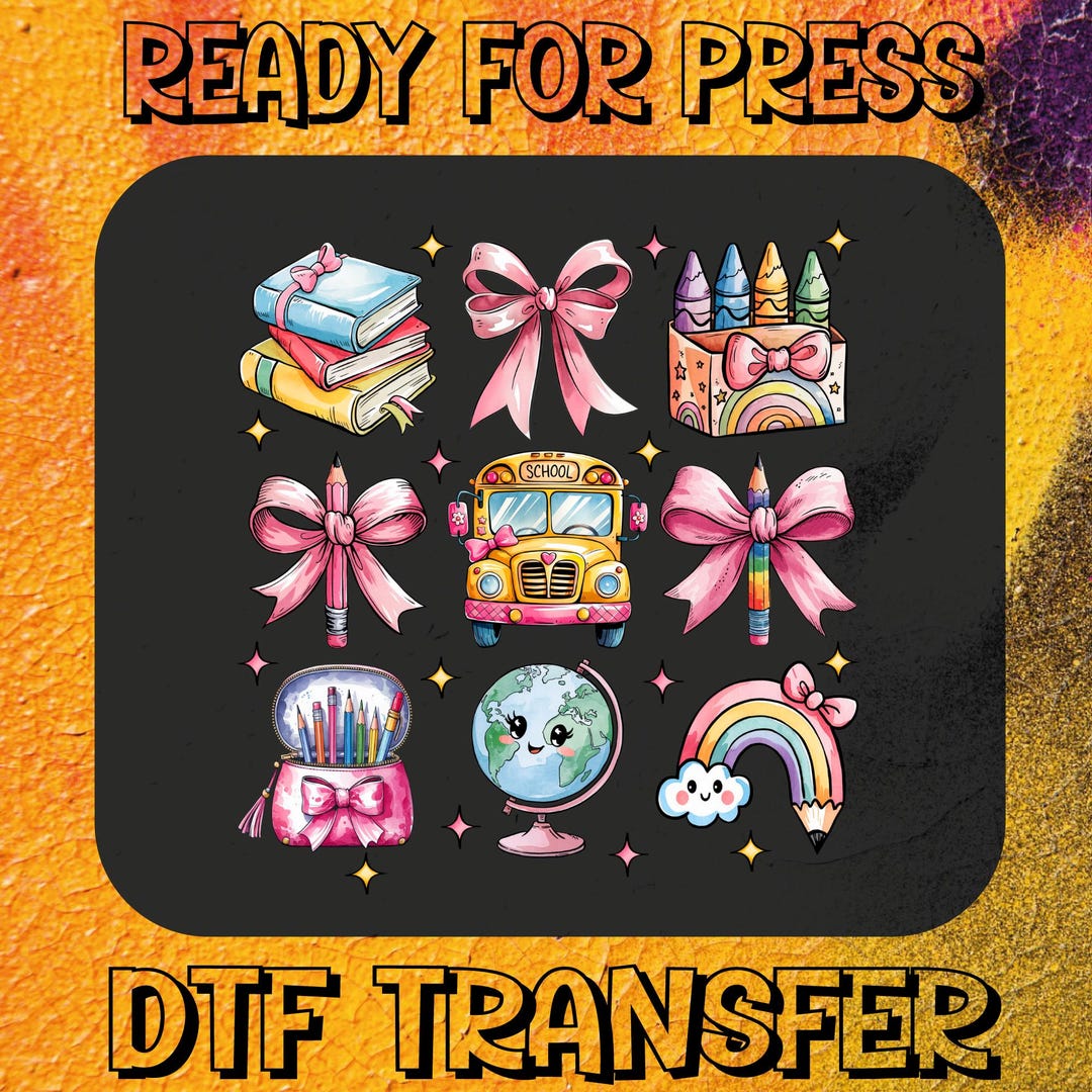 Retro Back to School DTF Transfer, Pink Coquette Teacher Ready to Press ...