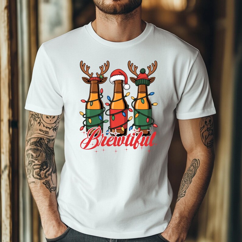 Brewtiful Beer Christmas DTF Transfer, Reindeer Print, Iron On - Etsy