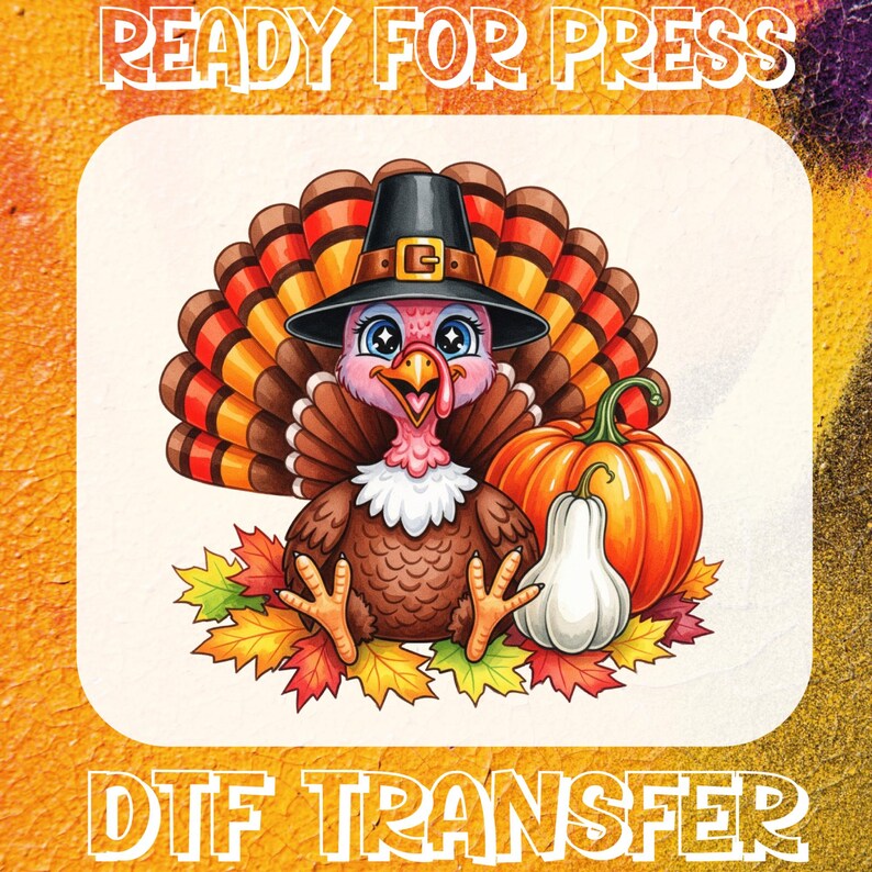 Colorful Thanksgiving Turkey DTF Transfer - Ready to Press - Etsy