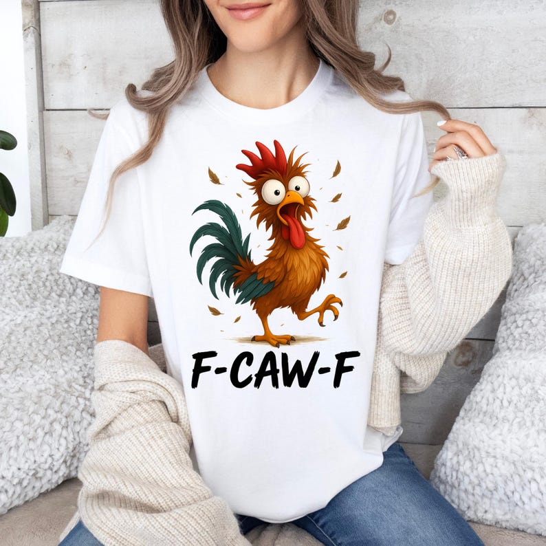 Funny F-caw-f Chicken DTF Transfer, Cute Screaming Chicken Print, Raven ...