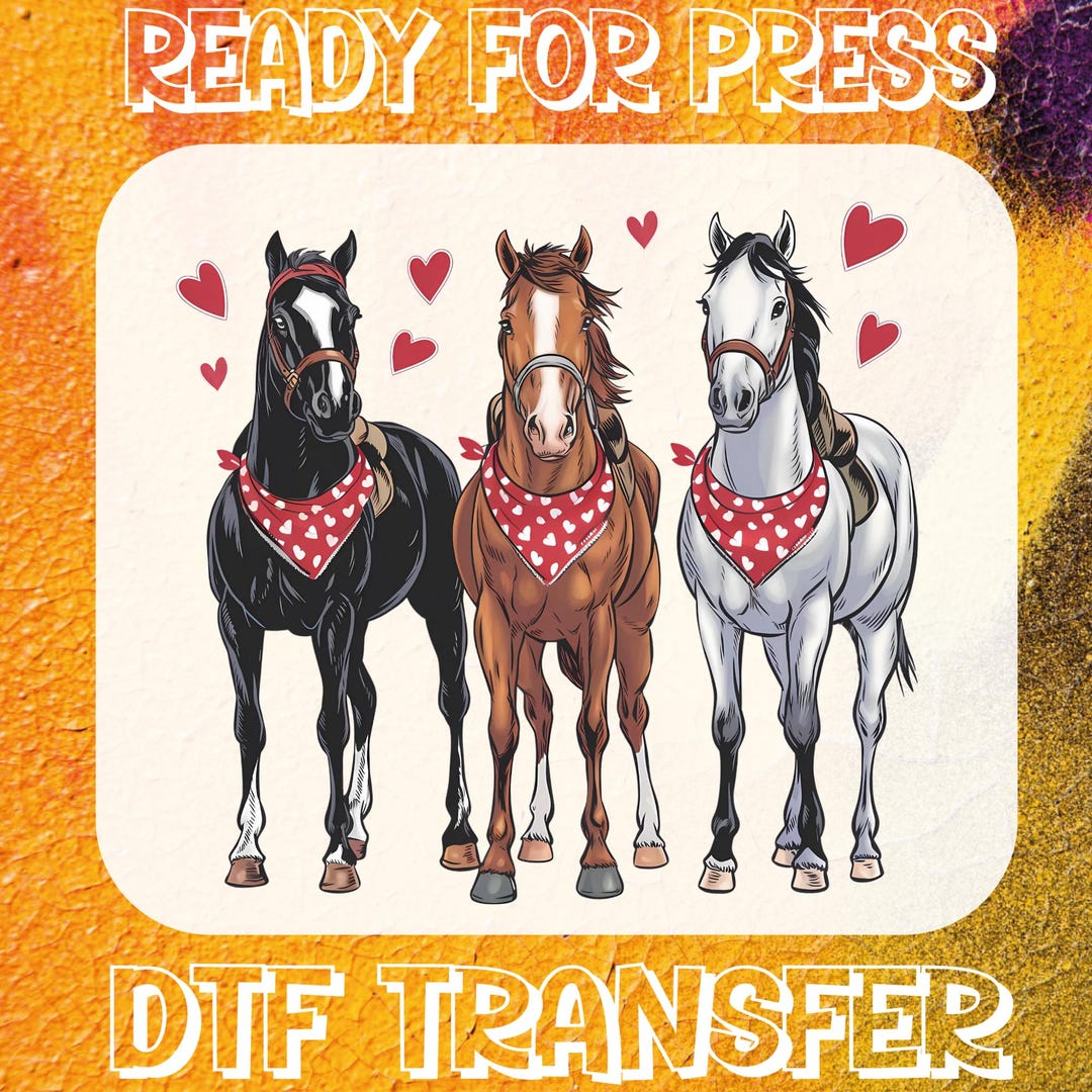 Western Horse Valentine DTF Transfer, Valentine's Day Horse Dtf Print ...