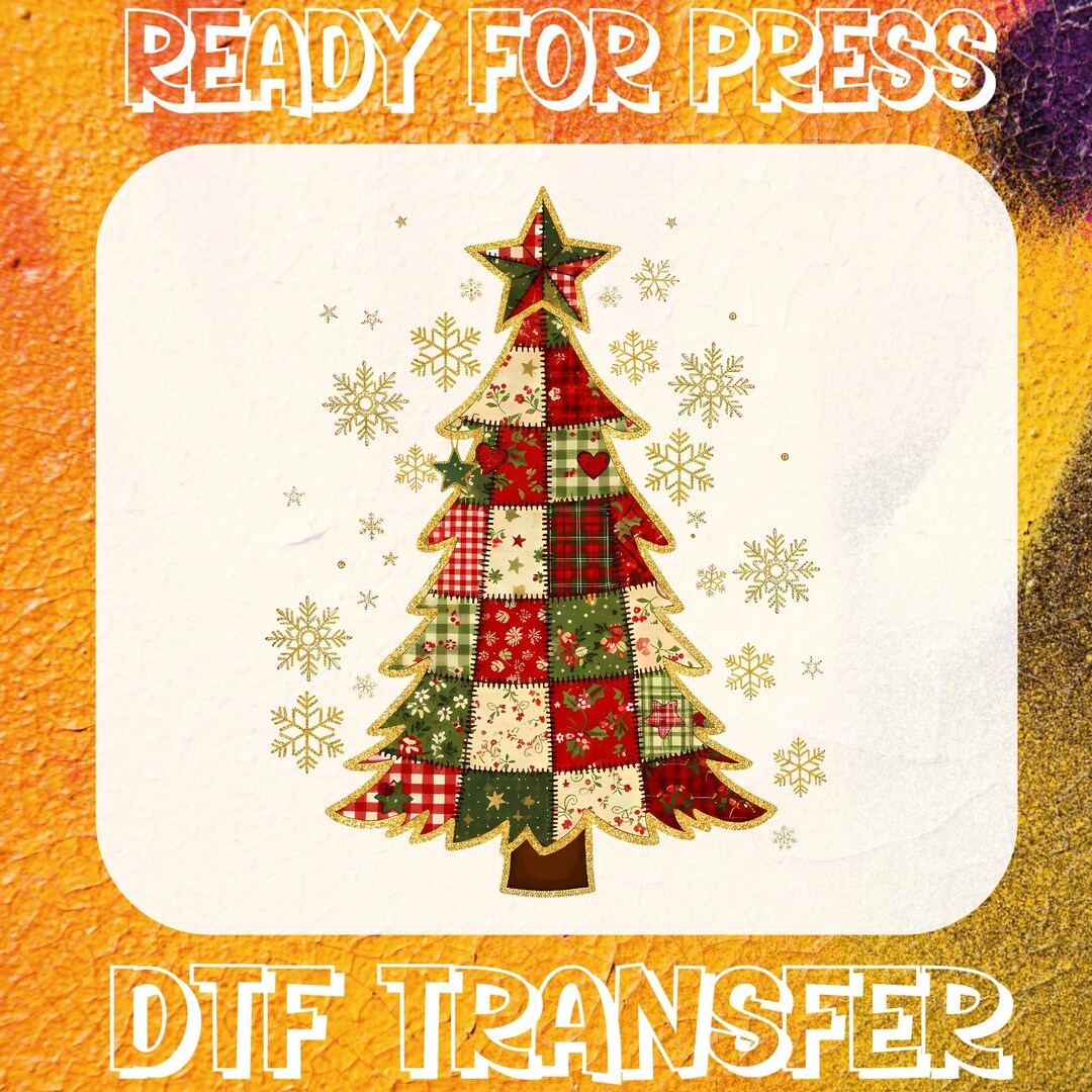 Retro Patchwork Christmas Tree DTF Transfer: Ready to Press - Etsy