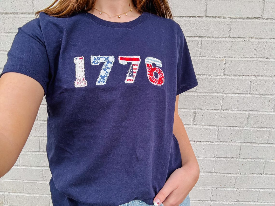 1776 Patchwork Appliqué Patriotic T-shirt, Sweatshirt, Hoodie - Etsy