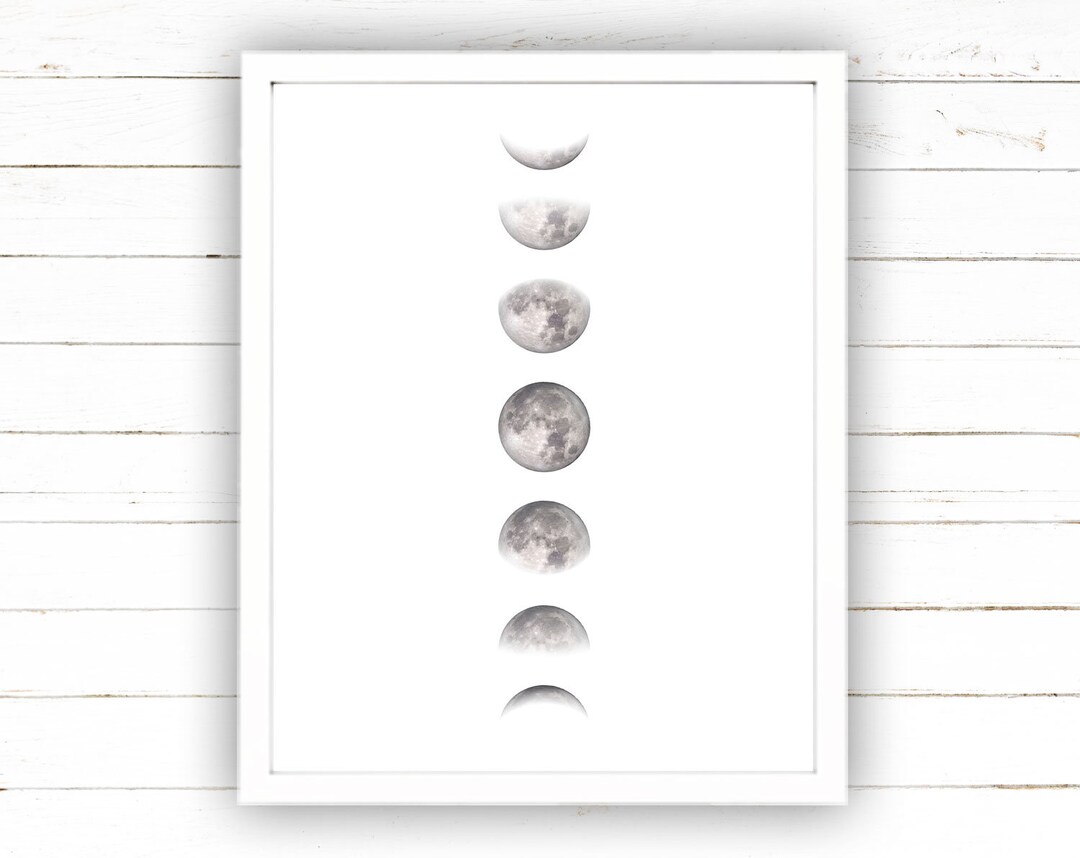 Moon Phases Wall Art Printable | Lunar Phases Poster Wall Decor ...