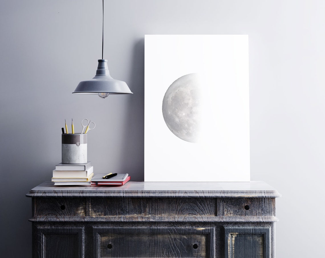 Moon Phase Printable Wall Art Set of 7 Prints Celestial Lunar Art ...