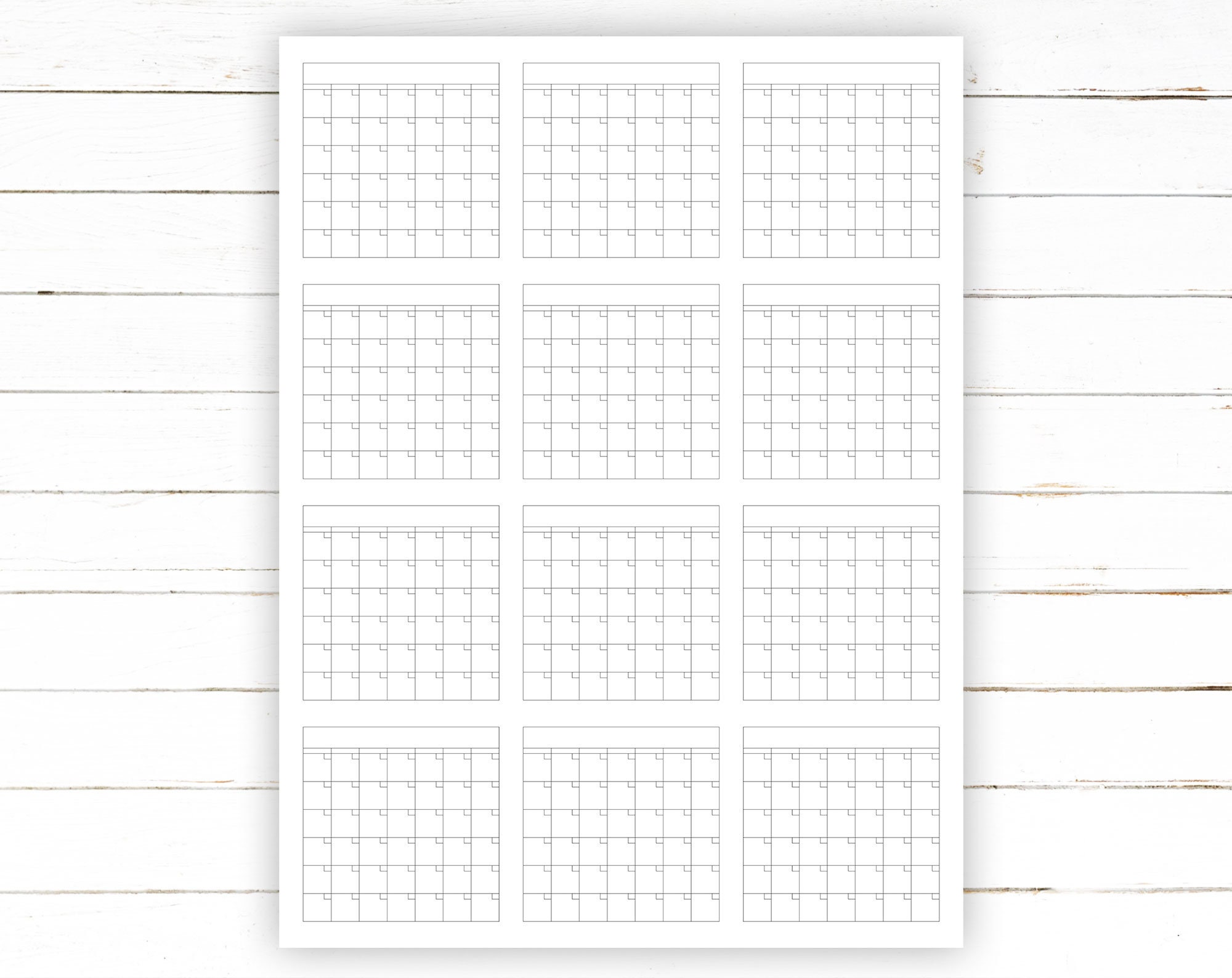 Blank Yearly Calendar Template Printables Set - Multiple Variations ...