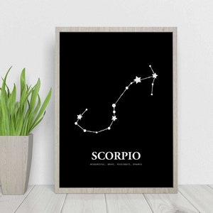 Modern Scorpio Zodiac Constellation Printable Wall Art - Etsy
