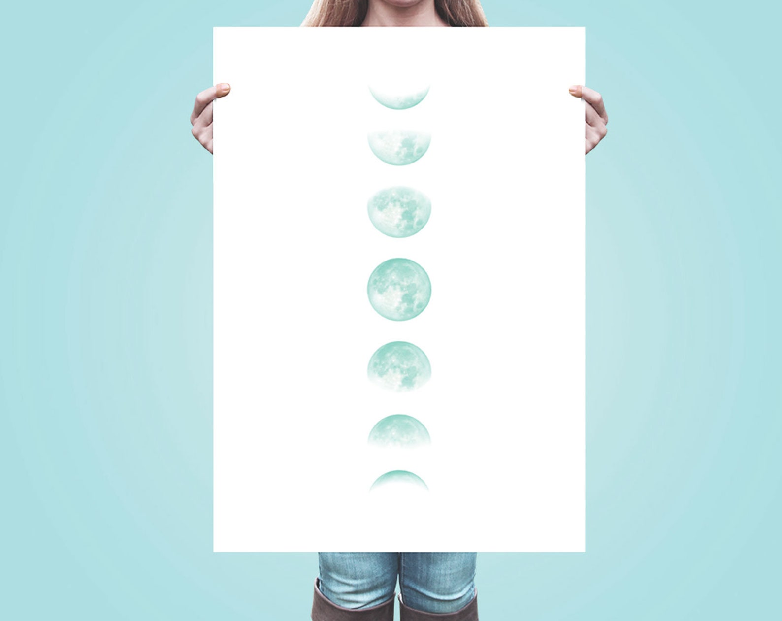 Blue Moon Phases Wall Art Printable Lunar Phases Poster Wall - Etsy
