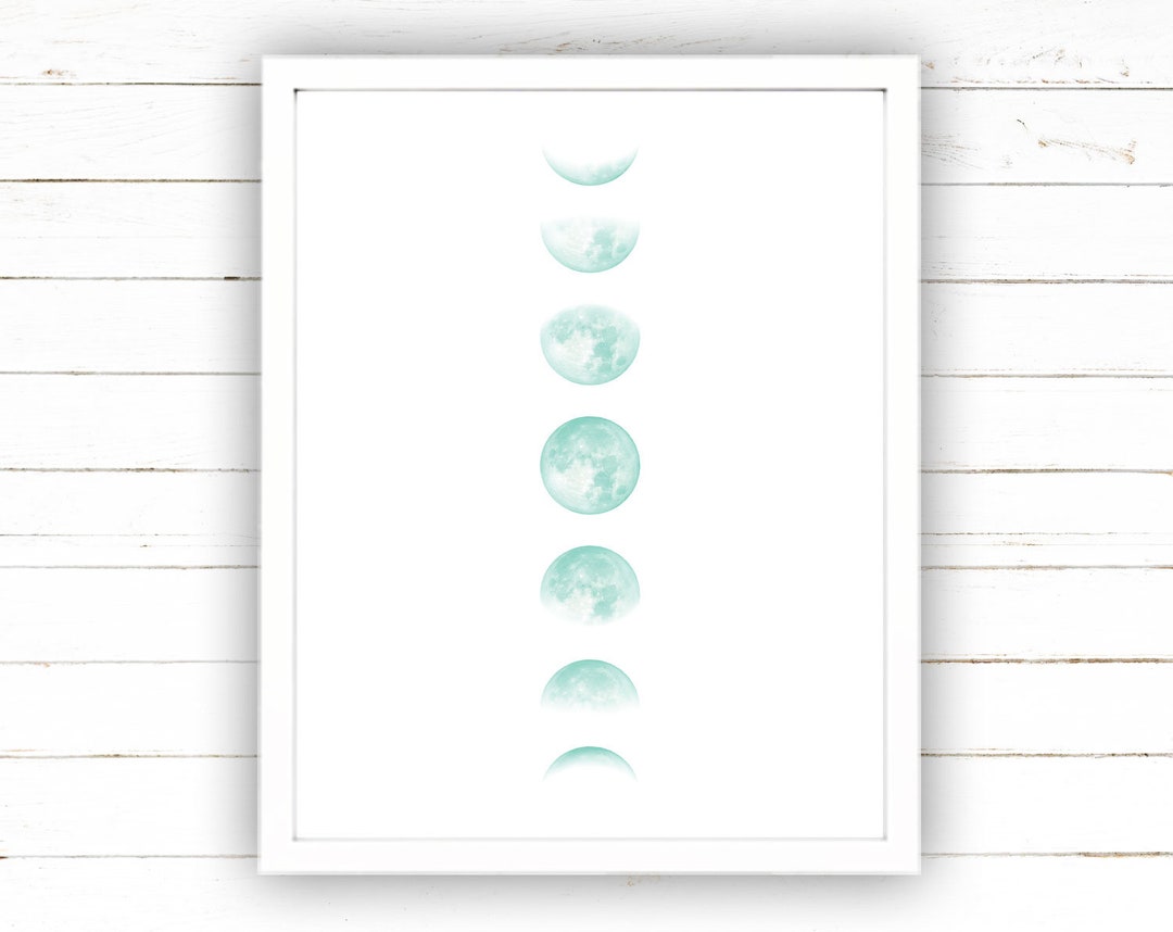 Blue Moon Phases Wall Art Printable Lunar Phases Poster Wall Decor ...