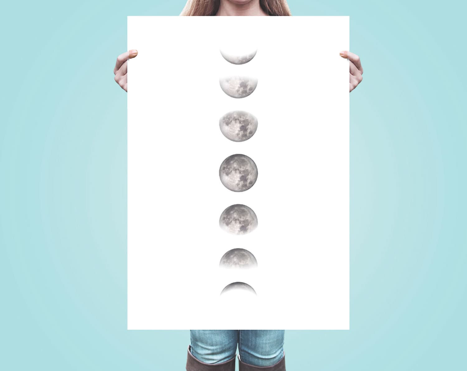 Moon Phases Wall Art Printable Lunar Phases Poster Wall Decor Instant ...