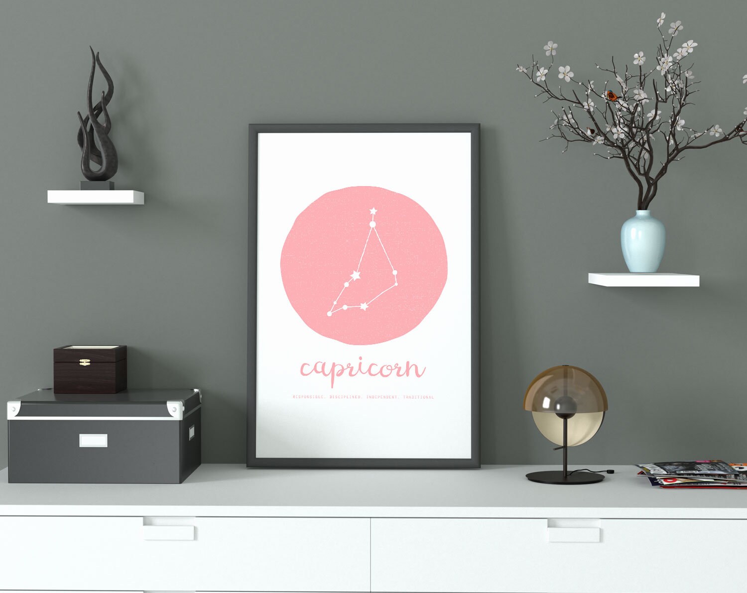 Capricorn Zodiac Art Star Constellation Design Wall Art Printable for ...