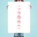 Moon Cycle Wall Art | Pink Moon Phases | Lunar Phases Wall Decor ...