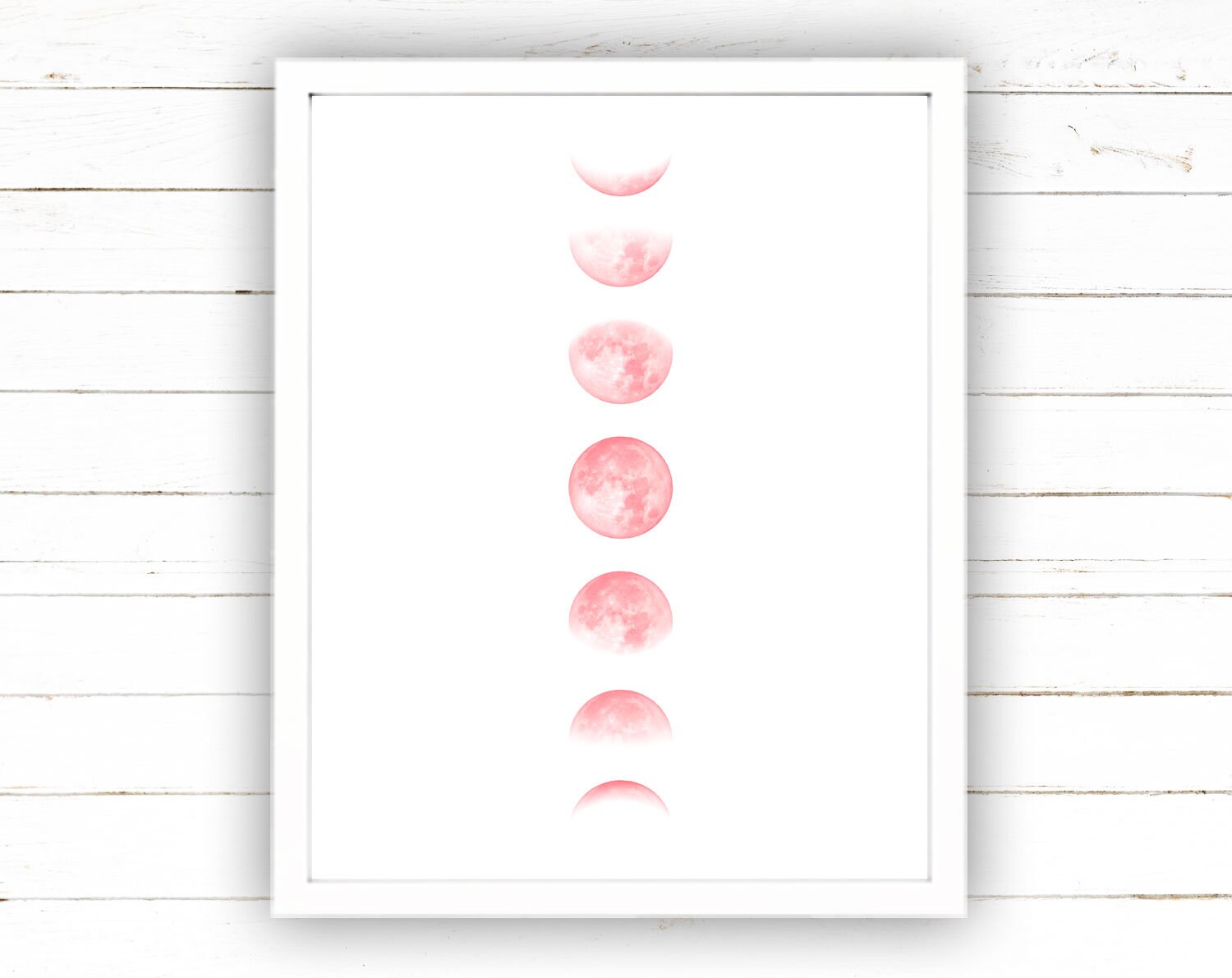 Moon Cycle Wall Art | Pink Moon Phases | Lunar Phases Wall Decor ...
