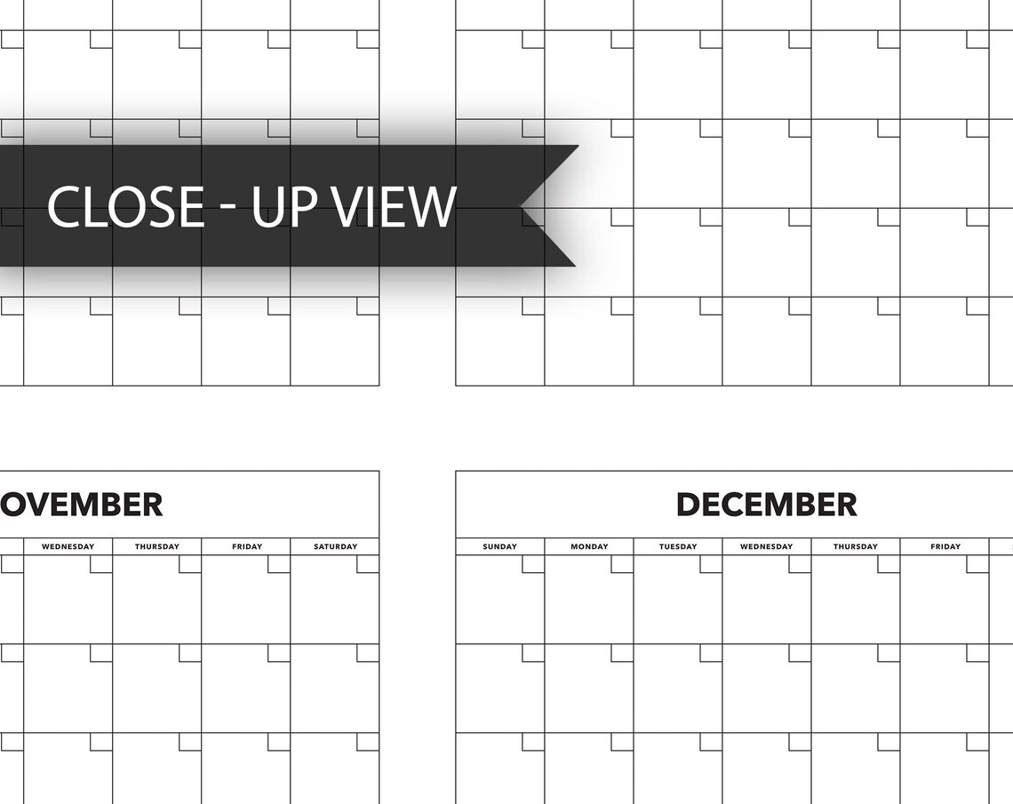 Blank Yearly Calendar Template Printables Set Multiple | Etsy