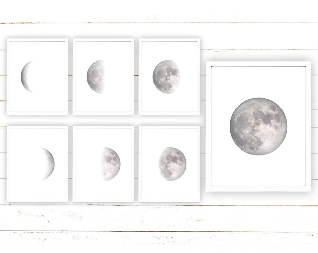 Moon Phase Printable Wall Art | Set of 7 Prints Celestial Lunar Art ...