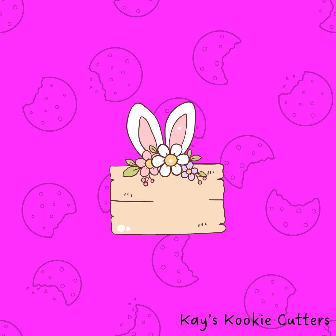 Wooden Sign With Bunny Ears Cookie Cutter *multiple Sizes* - Etsy