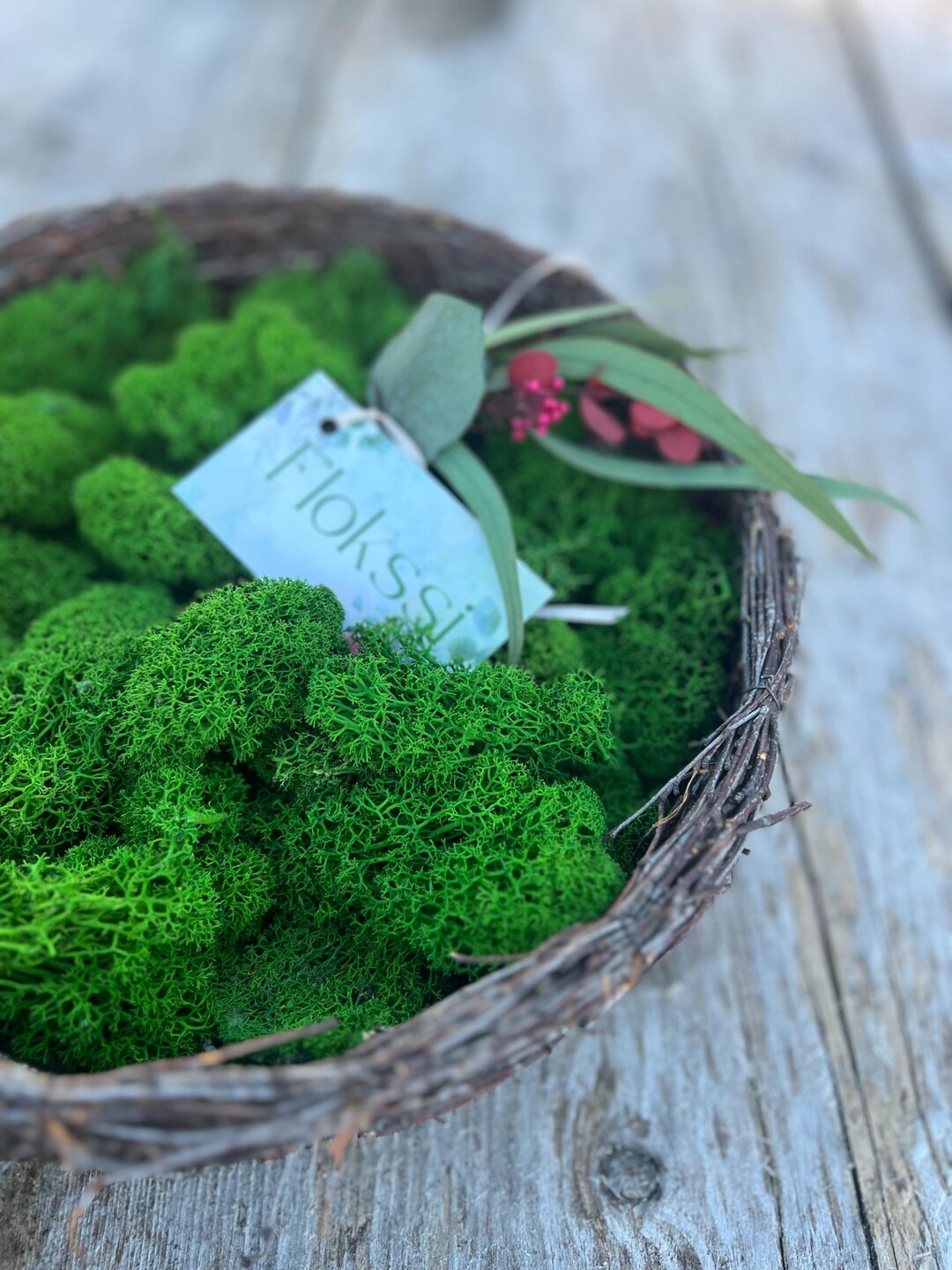 Birch Branch Basket With Preserved Moss - Perfect for Easter Decor - Etsy