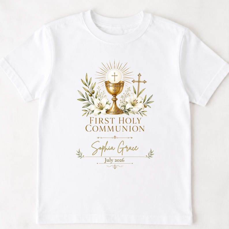 First Holy Communion Shirt, Personalized First Communion Youth Tee - Etsy