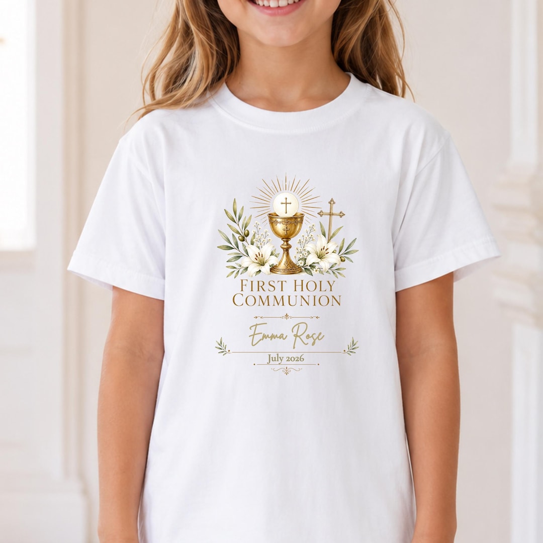 First Holy Communion Shirt, Personalized First Communion Youth Tee - Etsy
