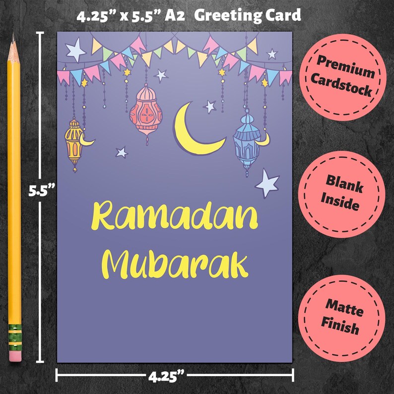 Cute Watercolor Ramadan Kareem Card With Lantern Design, Adorable ...