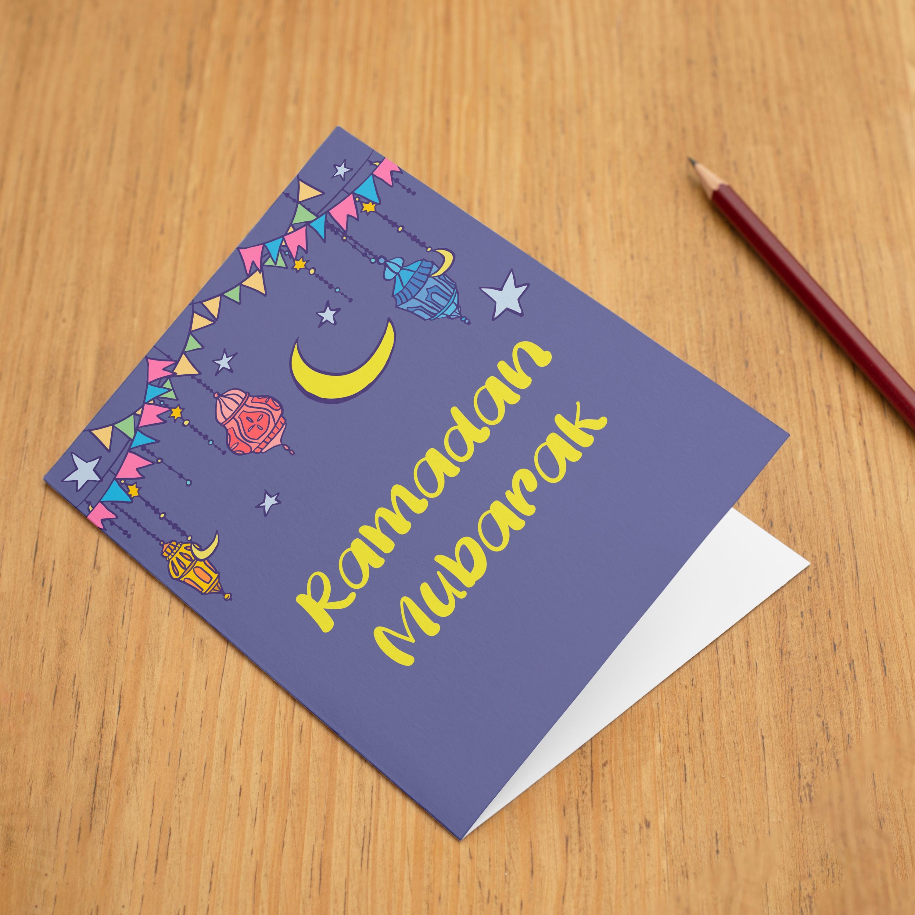 Cute Watercolor Ramadan Kareem Card With Lantern Design, Adorable ...