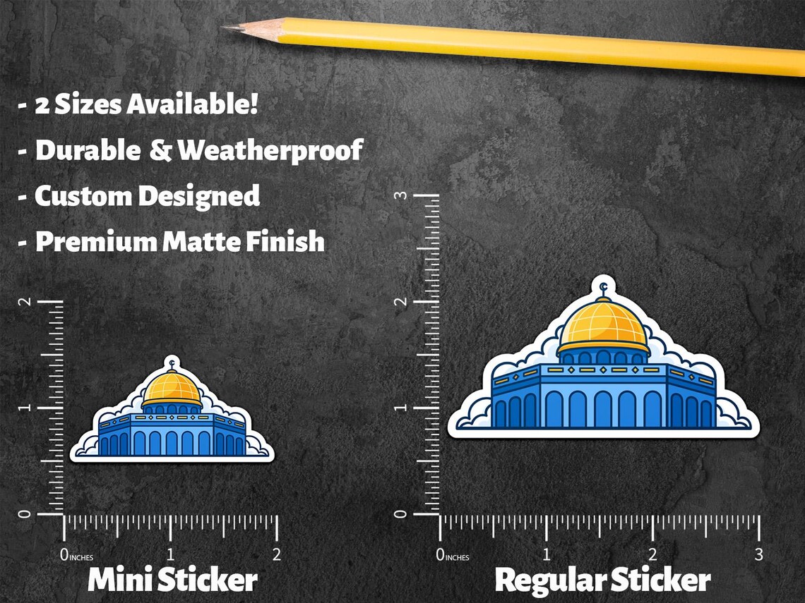 Dome of the Rock Al-aqsa Sticker, Islamic Vinyl Sticker for Laptop ...