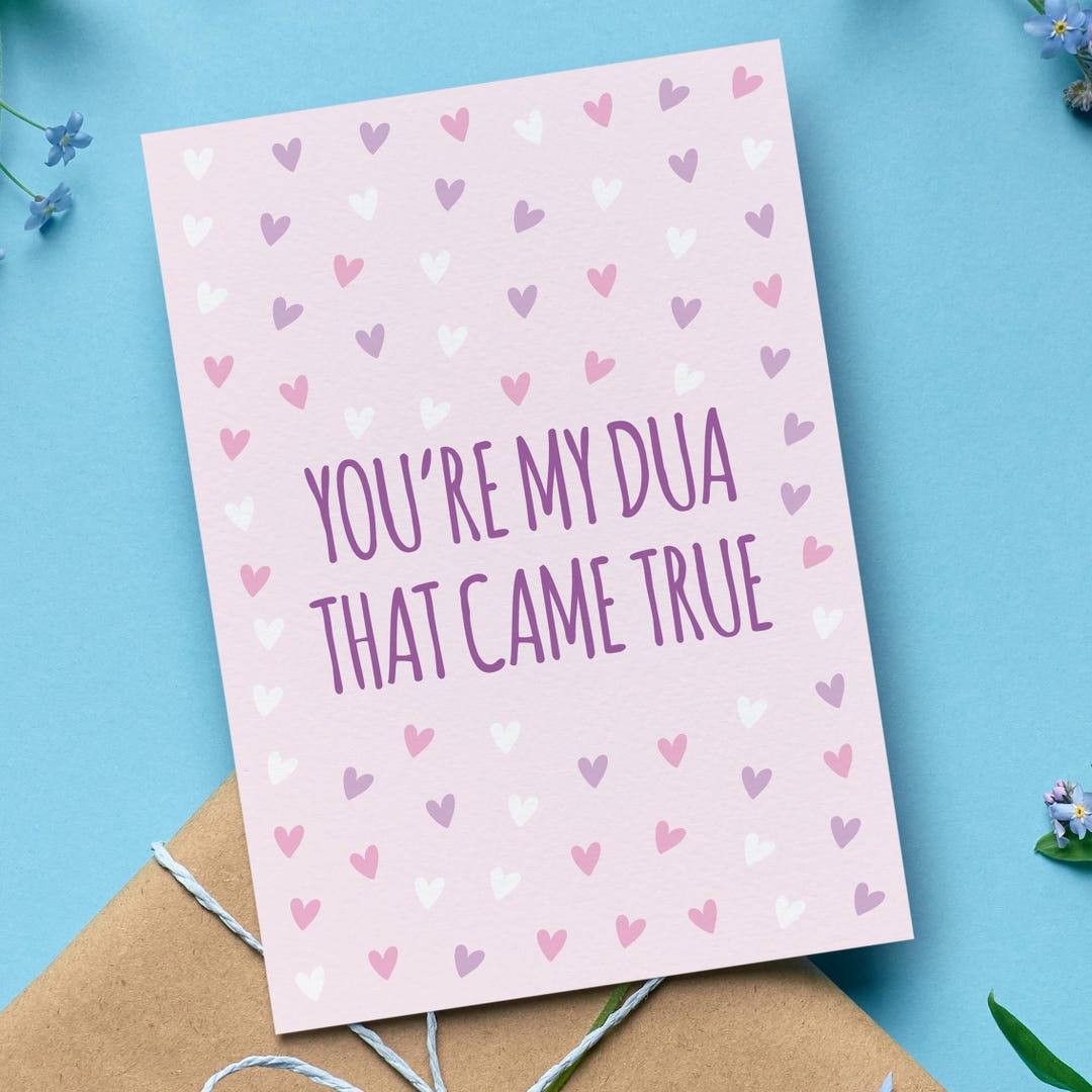 You're My Dua That Came True Card With Envelope, Cute Islamic Prayer ...