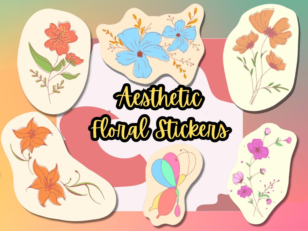 Floral Aesthetic Digital Stickers | | Laptop Decals | Transparent ...