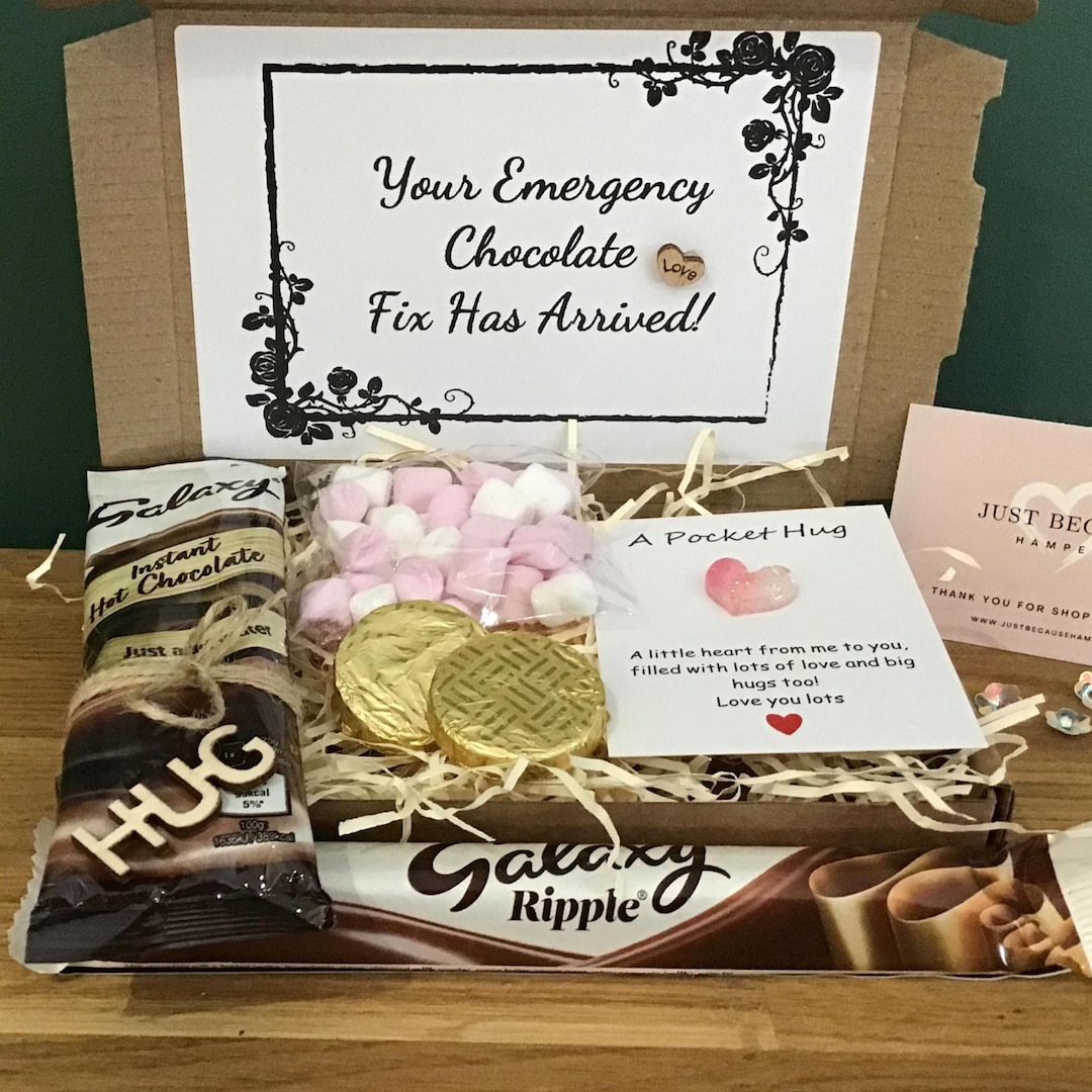 Mini Galaxy* Hot Chocolate Gift Box Hamper Treats Biscuits Love & Hugs ...