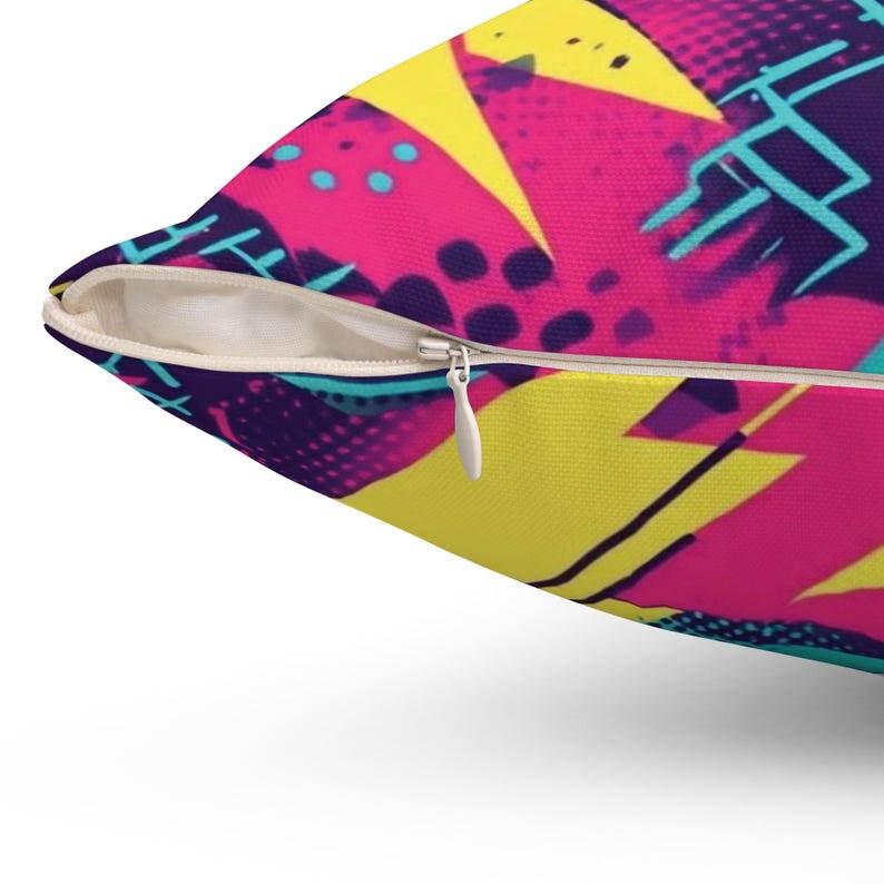 80's Retro Spun Polyester Square Pillow, Throw Cushion, Vintage Decor ...