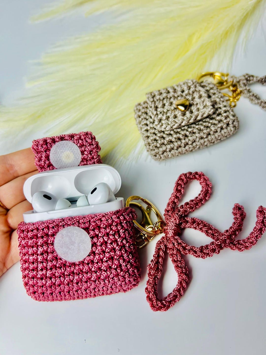 Crochet Airpods Pro Case Macrame | Handmade Earbuds Holder | Mini Purse ...