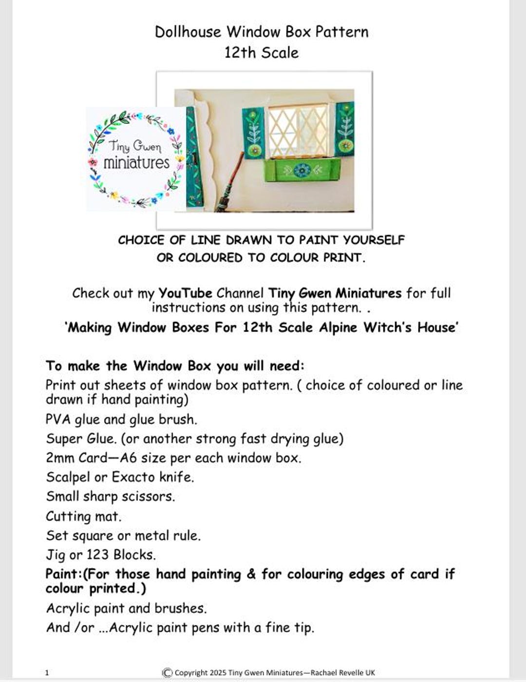 Dollhouse Window Box Pattern 12th Scale, Digital Files to Print Out. - Etsy