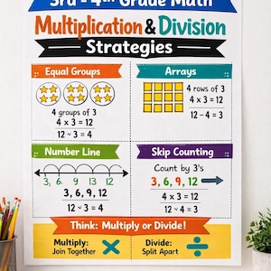 Multiply & Divide Strategy Anchor Chart: Laminated Math Poster - Etsy