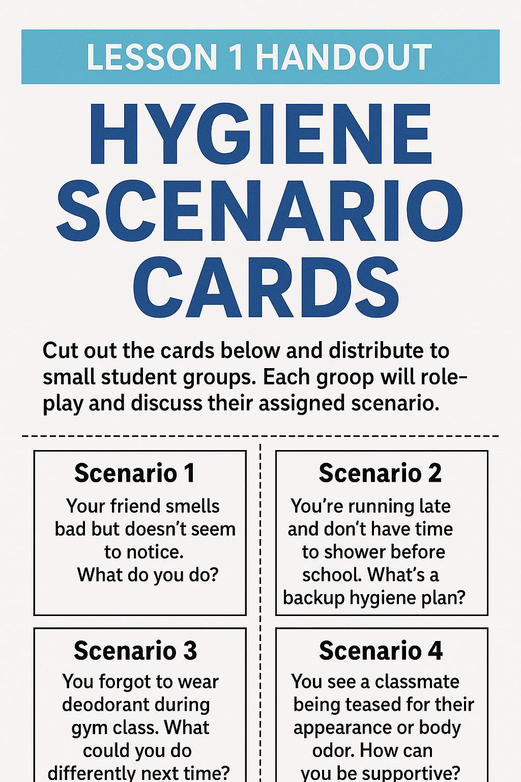 Grade 9 Hygiene Lessons | Teen Health & Social Skills Activities ...