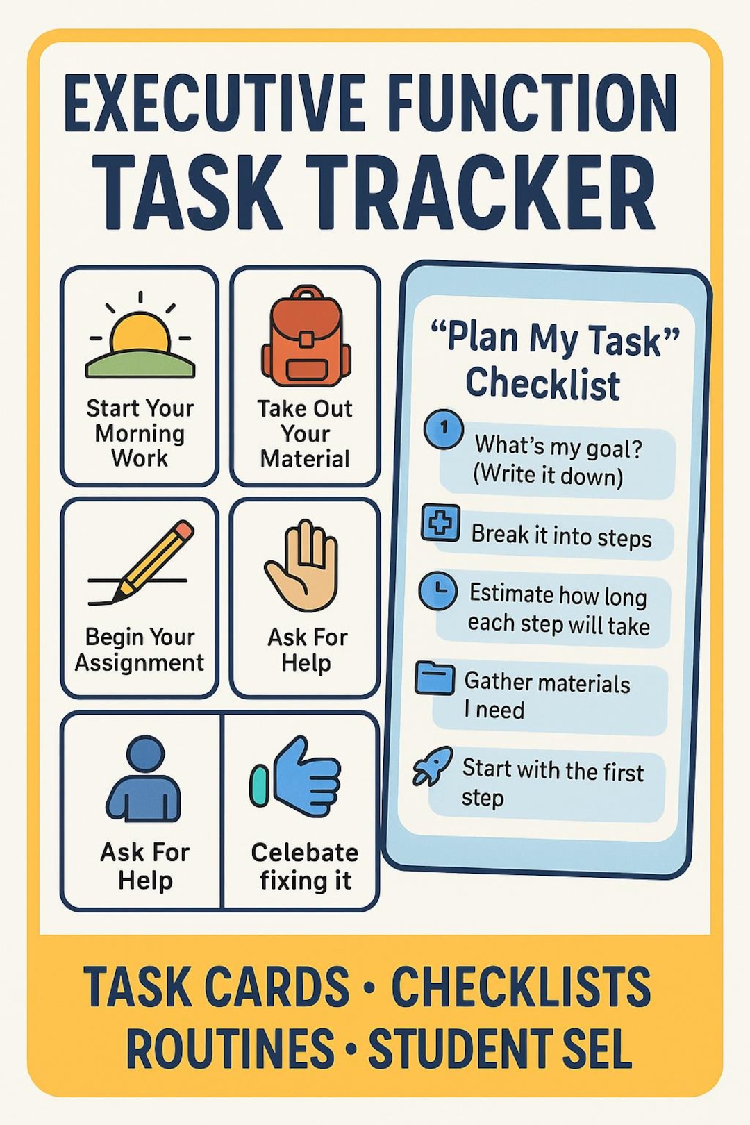 Executive Function Task Cards and Checklists | Printable Classroom ...