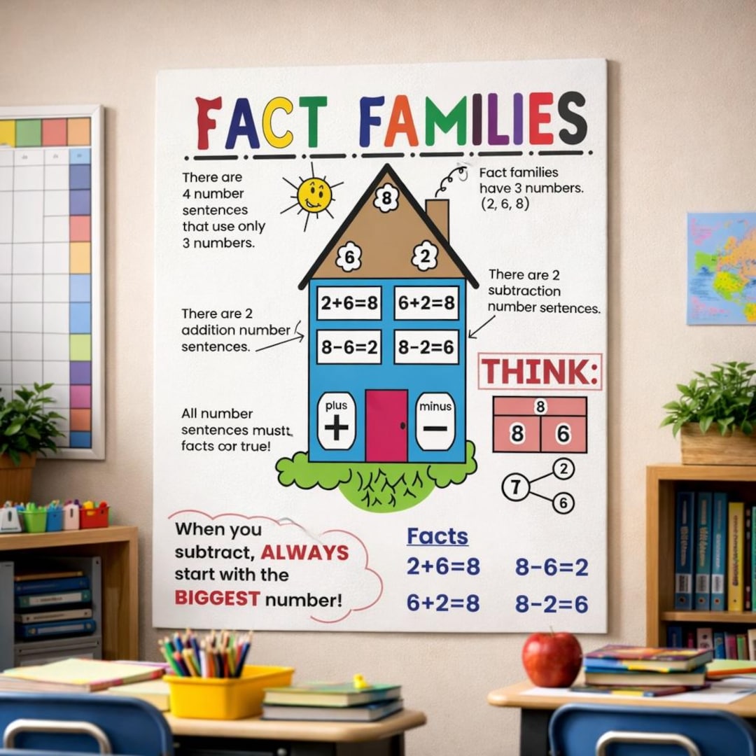 Fact Families Anchor Chart Printable | Addition & Subtraction Poster ...