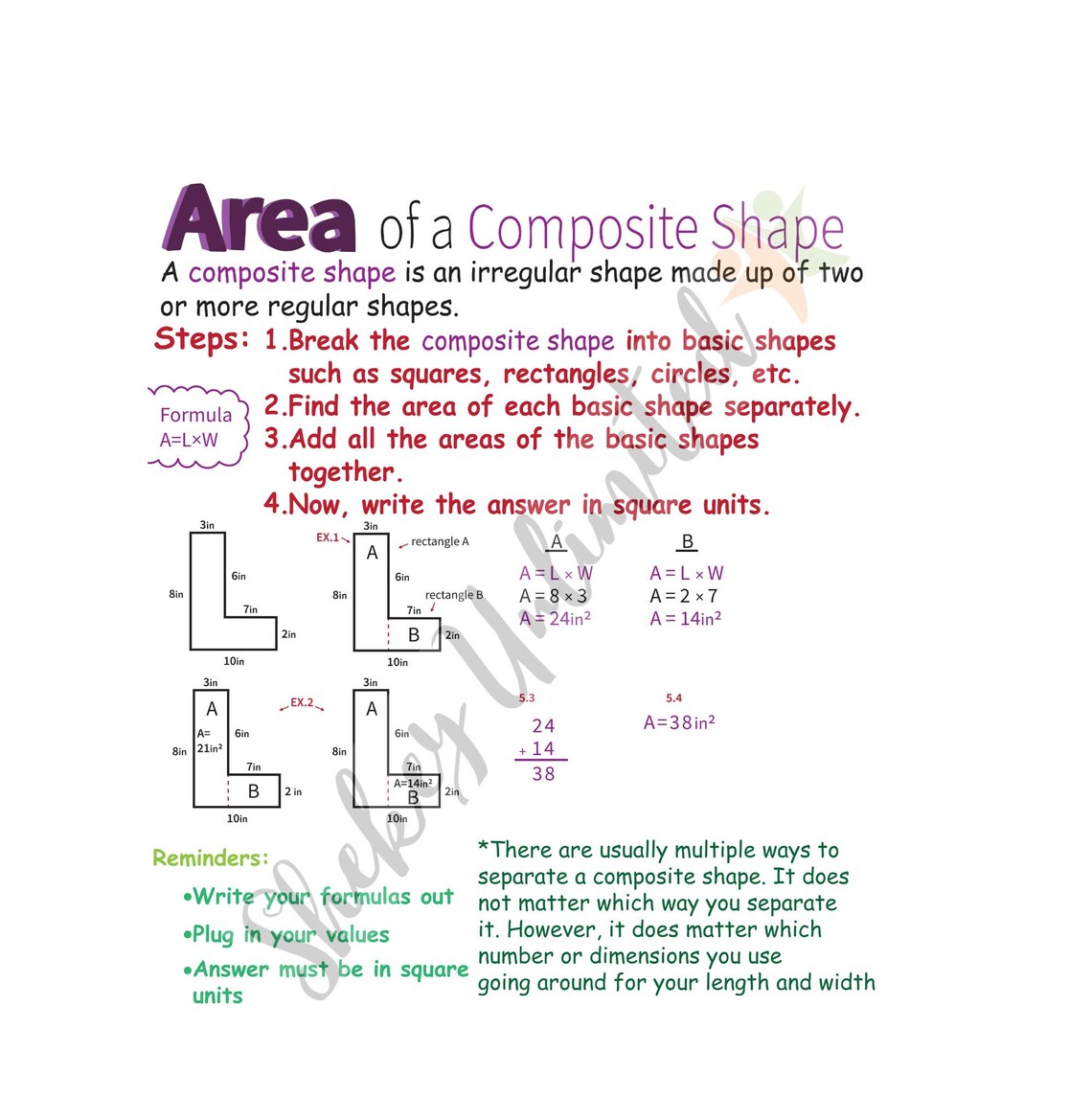 Composite Shapes Area Anchor Chart, Irregular Figures Math Poster - Etsy