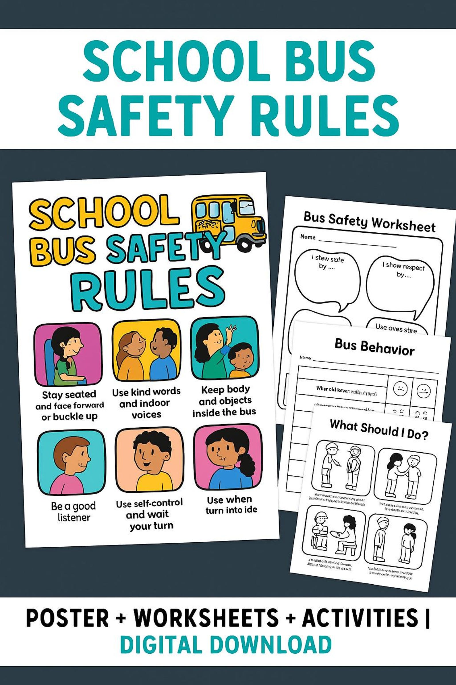 School Bus Safety Rules Poster & Activities | Digital Classroom ...