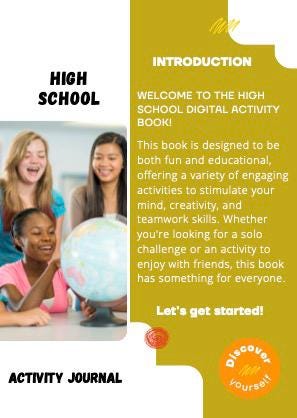 High School Digital Activity Book, High Activity Journal for Teens ...