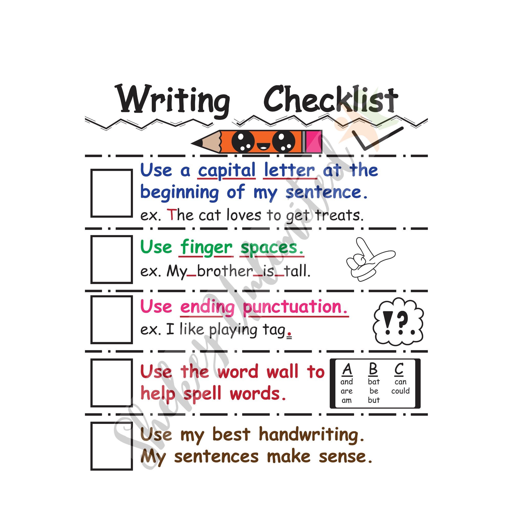 Writing Checklist Anchor Chart | ELA Classroom Poster Editing ...