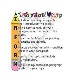 Informational Writing Anchor Chart, Study Skills Poster, Classroom ...