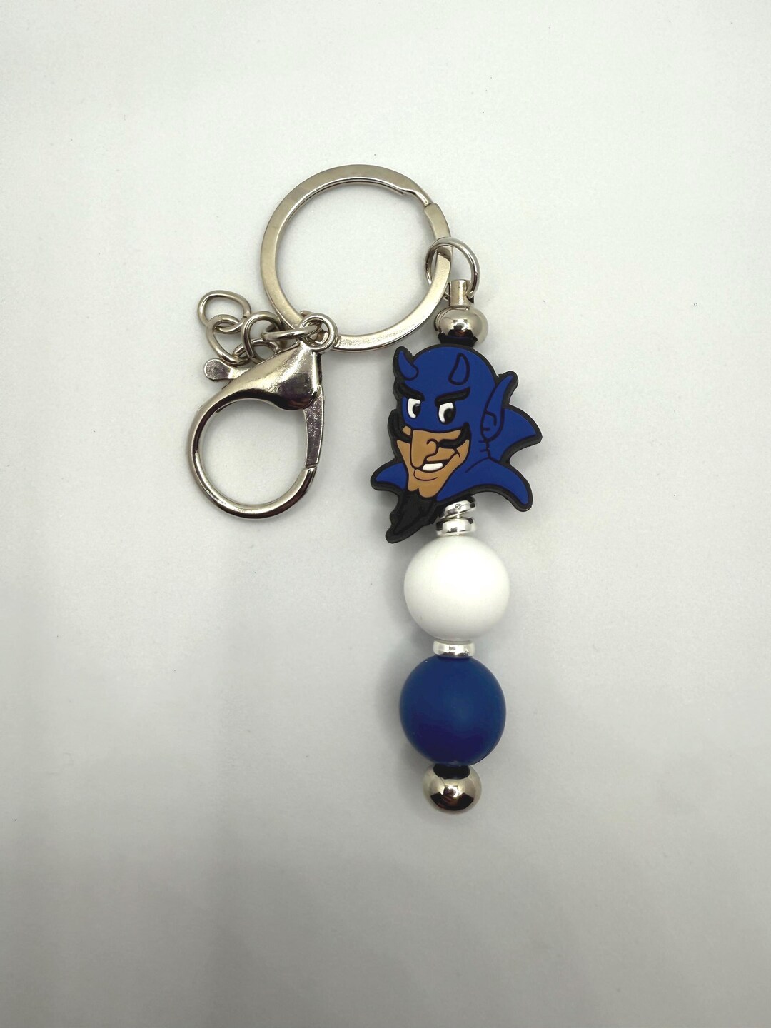 Duke Blue Devil Beaded Keychain, Bag Charm, Zipper Pull, Car Mirror ...