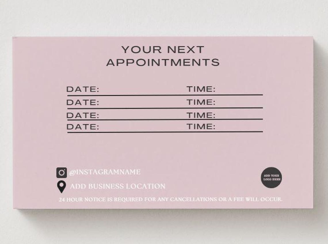 Appointment Reminder Card Template - Etsy