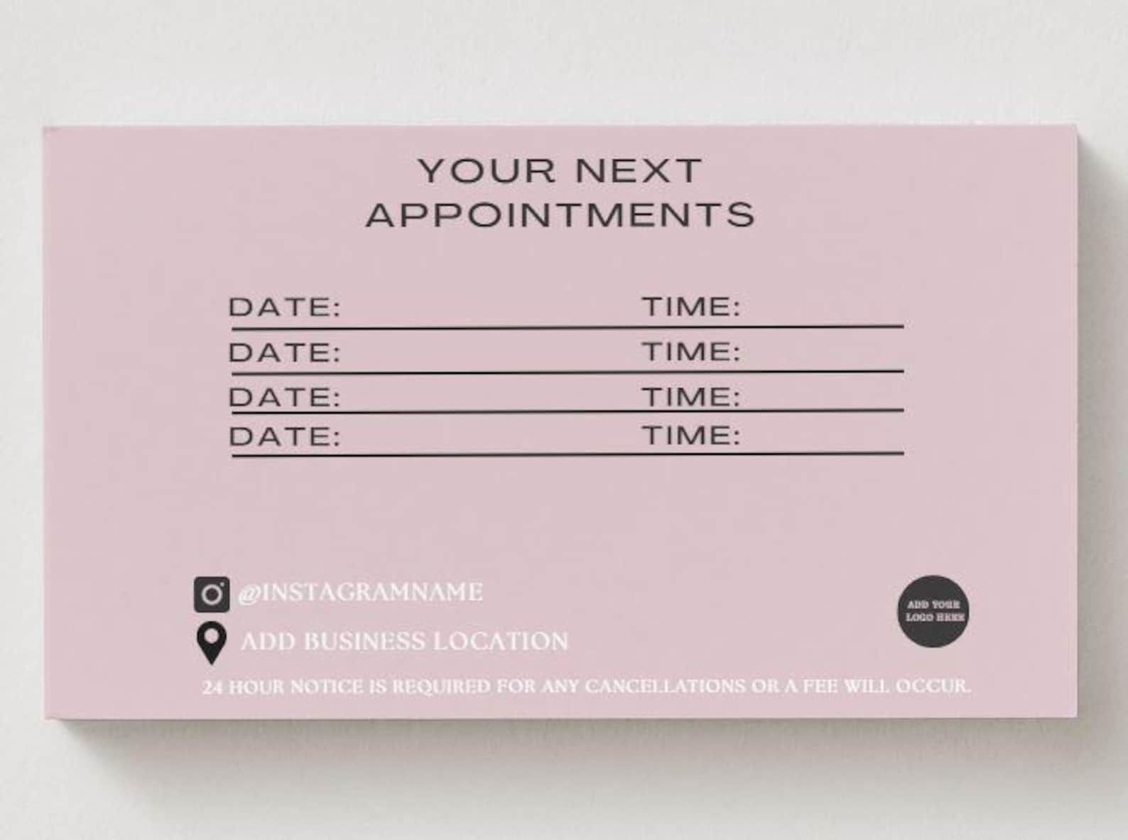 Appointment Reminder Card Template - Etsy