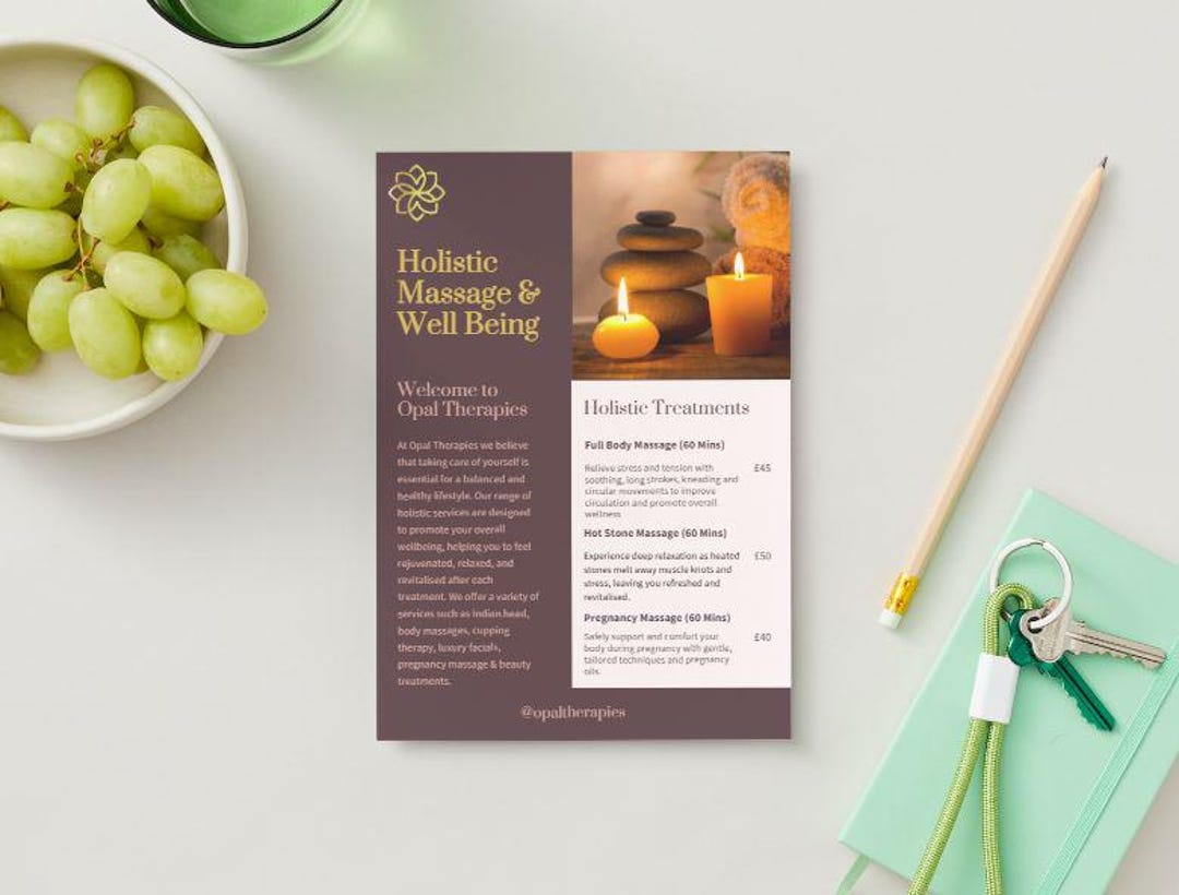Massage Therapy Welcome Flyer Template - Etsy