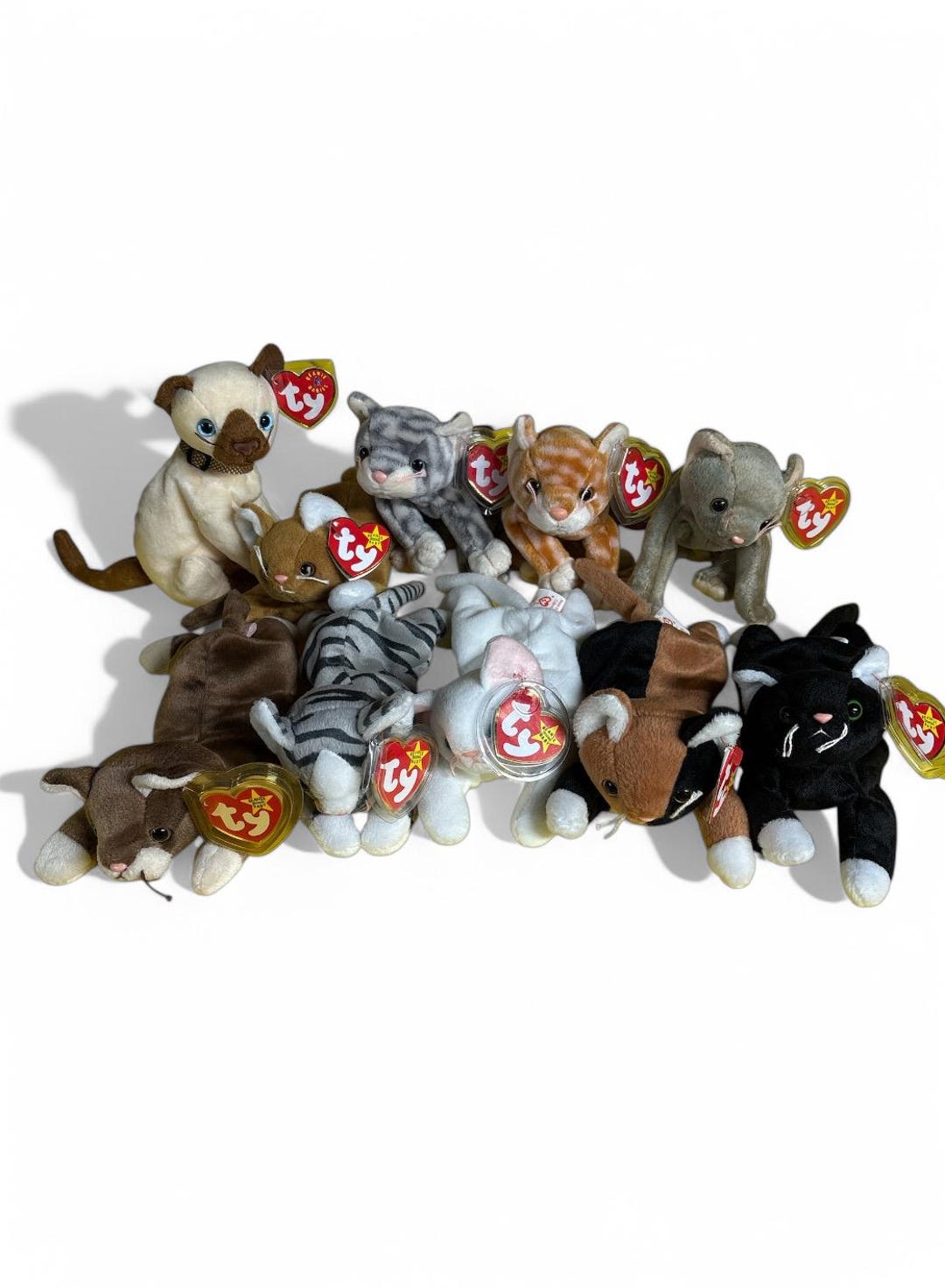 Ty Beanie Babies Cats - MWMT Amber Chip Flip Pounce Prance Nip Scat ...