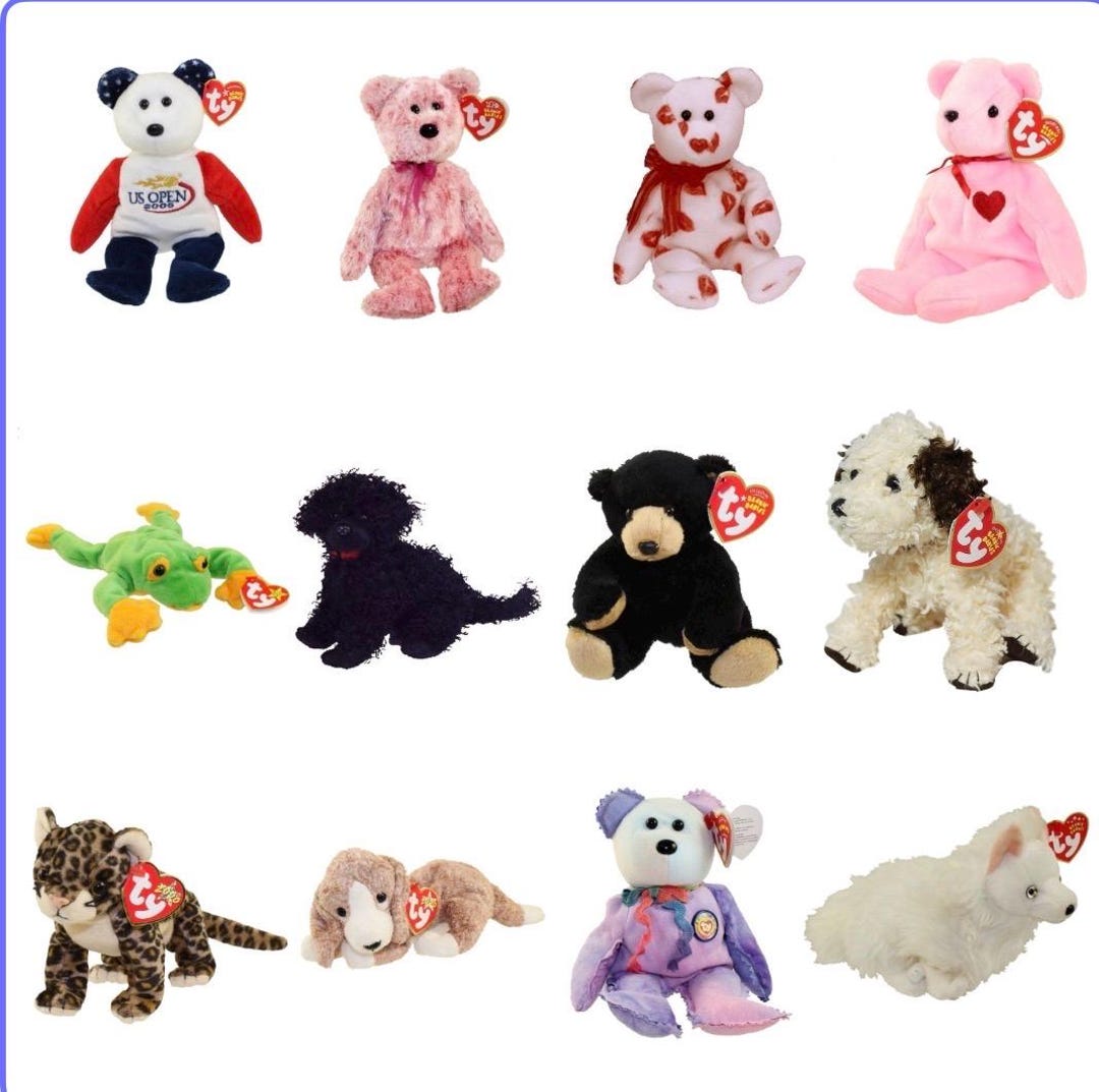Ty Beanie Babies Smash Smitten Smooch Smooch-e Smoochy Smudges Snacks ...