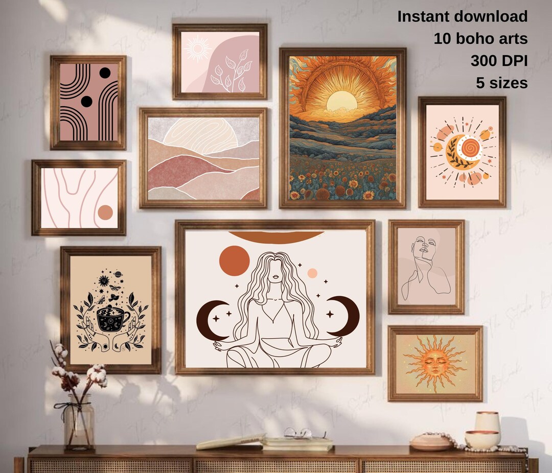 Abstract Woman, Sun Art Print, Boho Art Print, Boho Woman, Boho Woman ...