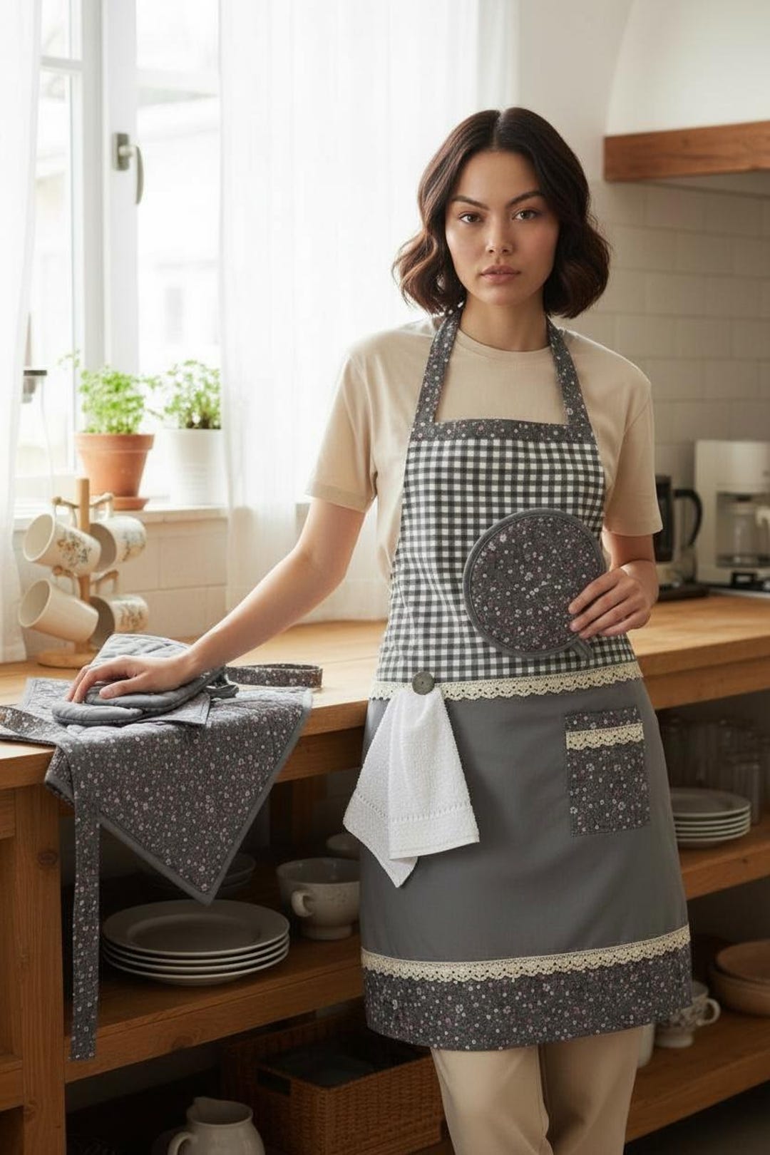 10-piece Kitchen Apron Set: Stain-resistant, Waterproof Aprons & Linens ...